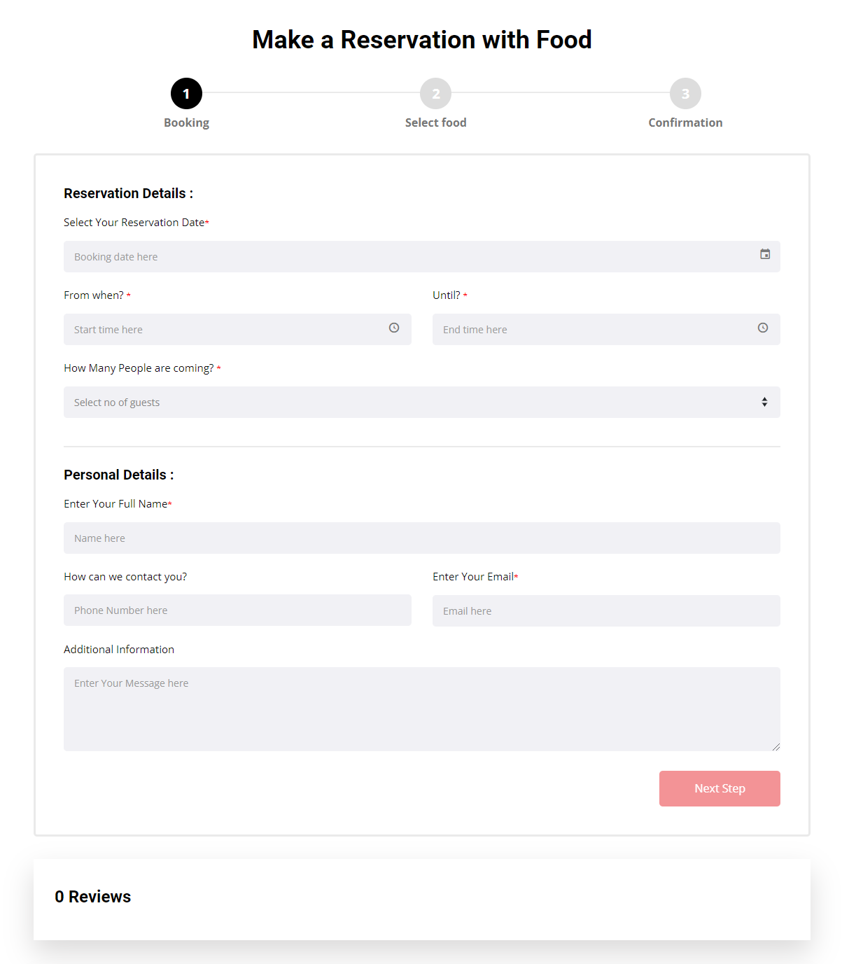 Reservation with Food Ordering (PRO)