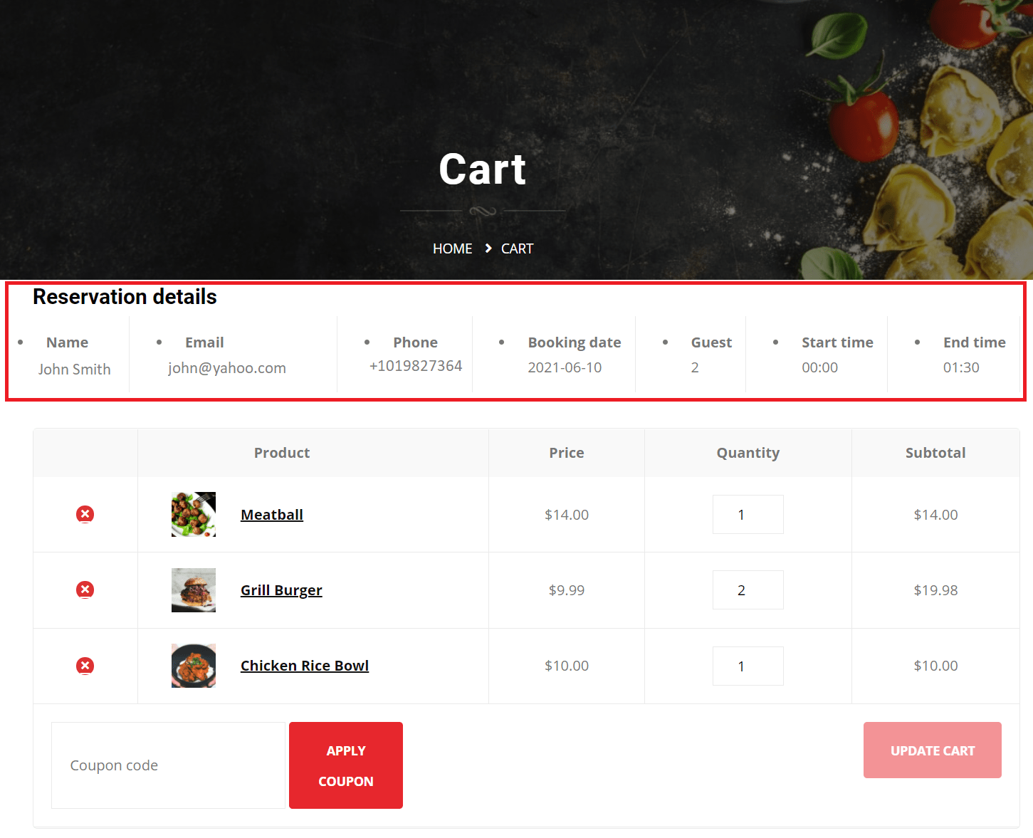 Reservation with Food Ordering (PRO)