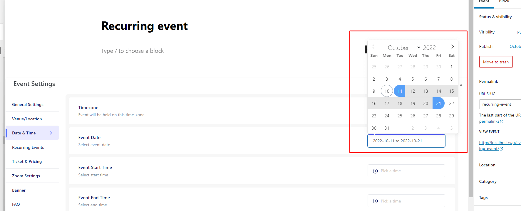 How to Create Recurring Event in Eventin – Documentation for Plugins