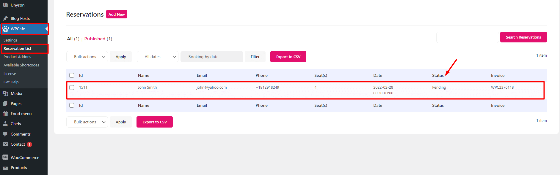 Reservation with Food Ordering (PRO)